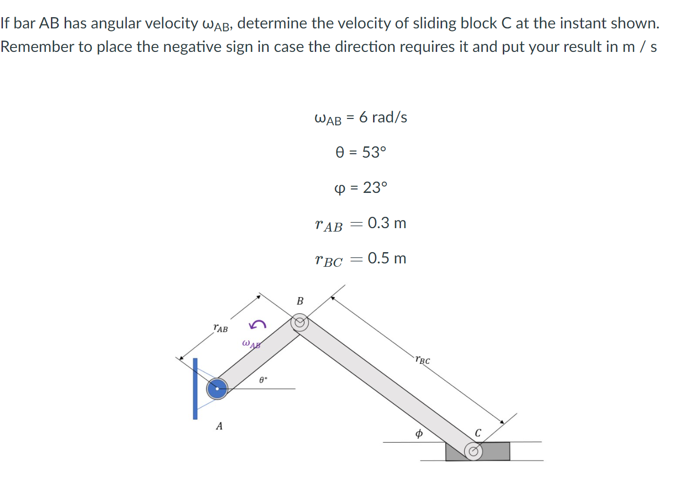 Solved If bar AB has angular velocity WAB, determine the | Chegg.com