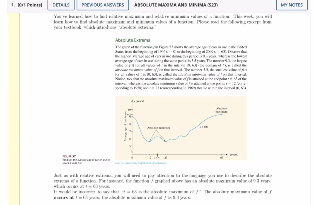 Solved ABSOLUTE MAXIMA AND MINIMA (S23) You've learned how | Chegg.com