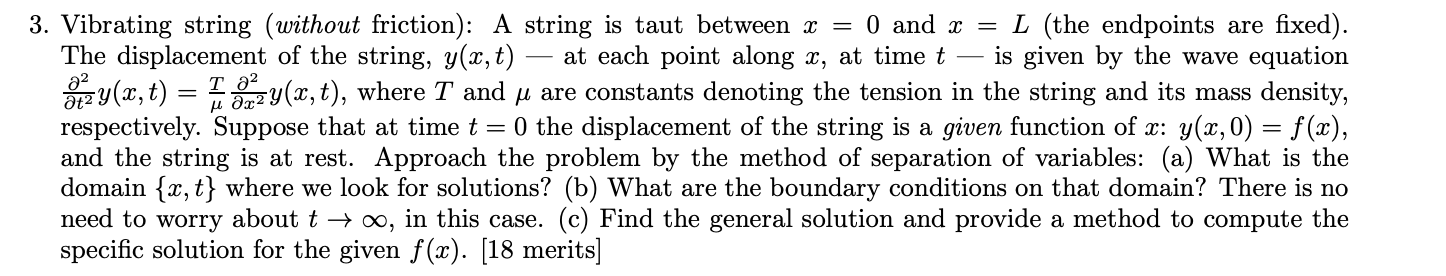 Solved ar 3. Vibrating string (without friction): A string | Chegg.com