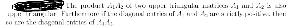 Solved The product A1 A2 of two upper triangular matrices A1 | Chegg.com