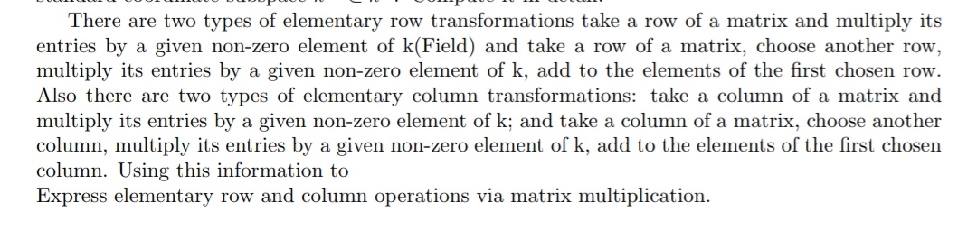 Solved There are two types of elementary row transformations | Chegg.com