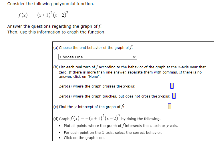 Solved Consider the following polynomial function. | Chegg.com