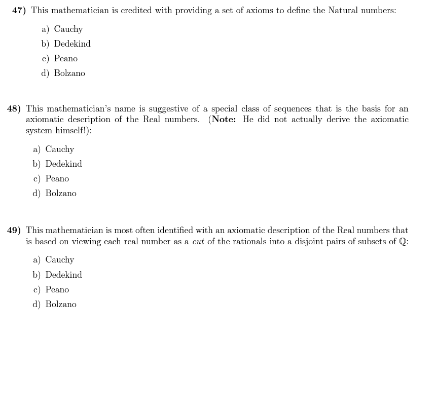 Solved 47) This mathematician is credited with providing a | Chegg.com
