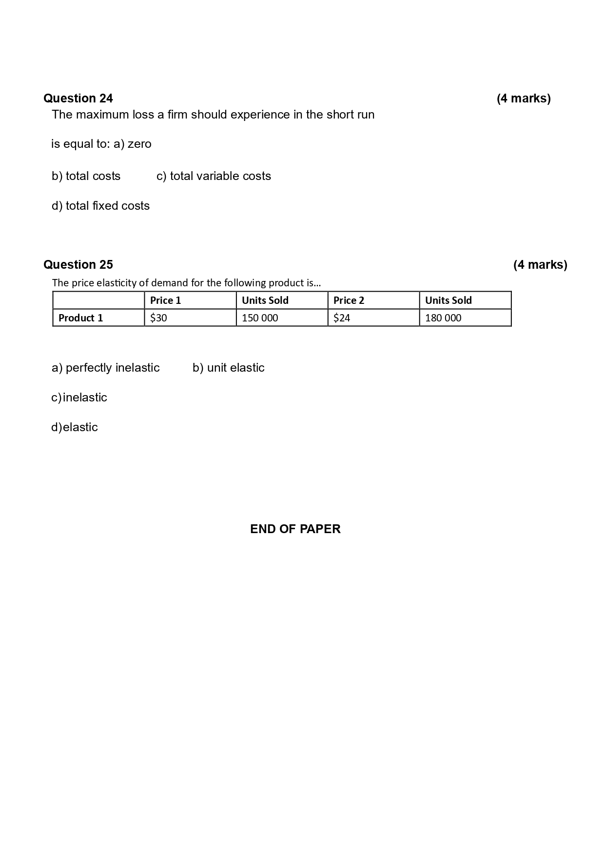 Solved Use the following information to answer question | Chegg.com