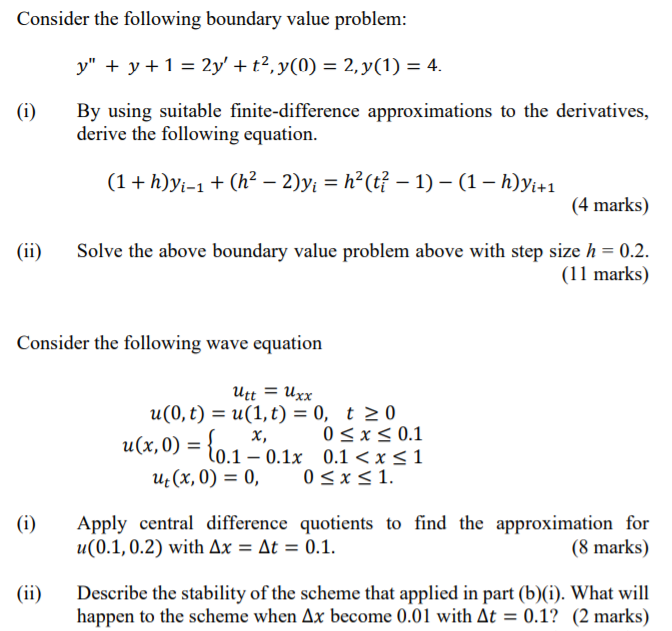 Solved Consider the following boundary value problem: y" + y | Chegg.com
