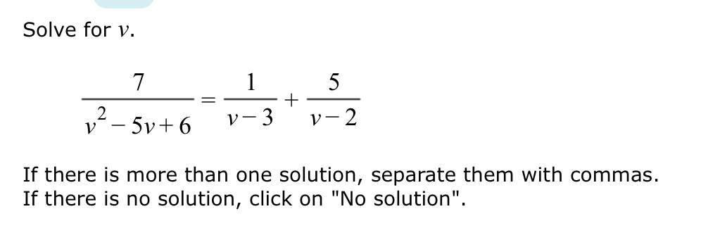 Solved Solve for v. 2 If there is more than one solution, | Chegg.com