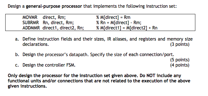 Design a general-purpose processor that implements | Chegg.com