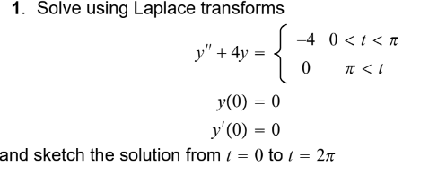 Solved 1. Solve using Laplace transforms | Chegg.com