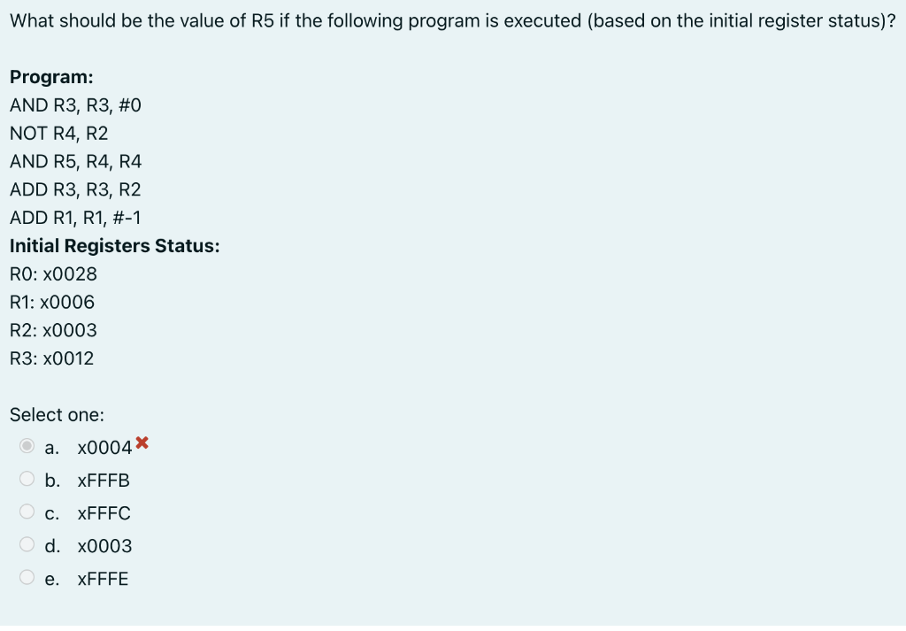 Solved What should be the value at register R1 if the | Chegg.com
