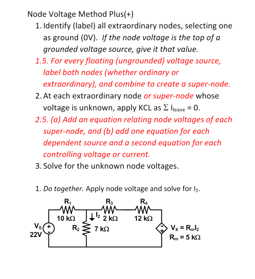 Solved Node Voltage Method Plus(+) 1. Identify (label) all | Chegg.com