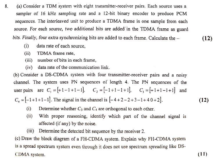 Solved (a) Consider a TDM system with eight | Chegg.com