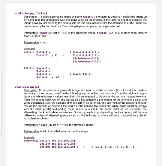 scale(image, factor) Description: It scales a | Chegg.com