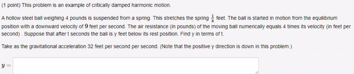 Solved (1 point) This problem is an example of critically | Chegg.com
