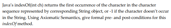 Solved Java's indexOf(int ch) returns the first occurrence | Chegg.com