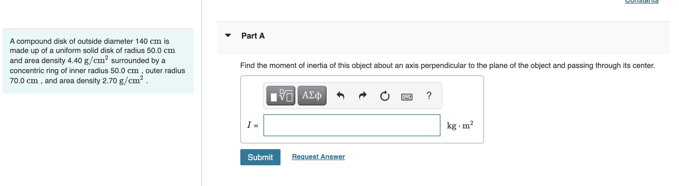Solved A compound disk of outside diameter 140 cm is made up | Chegg.com