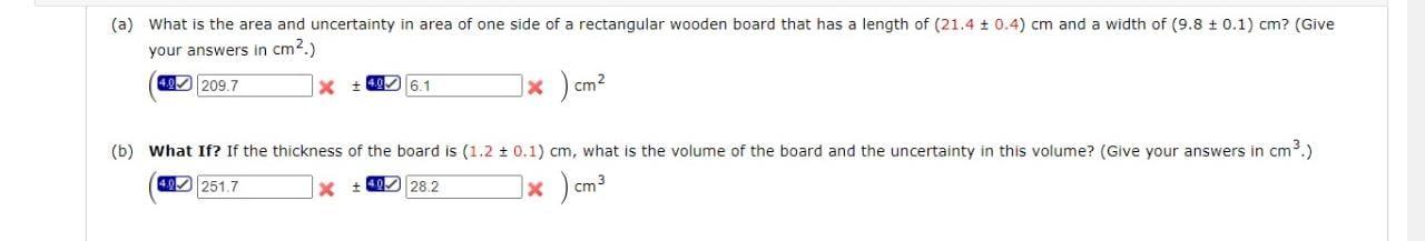 Solved (a) What is the area and uncertainty in area of one | Chegg.com