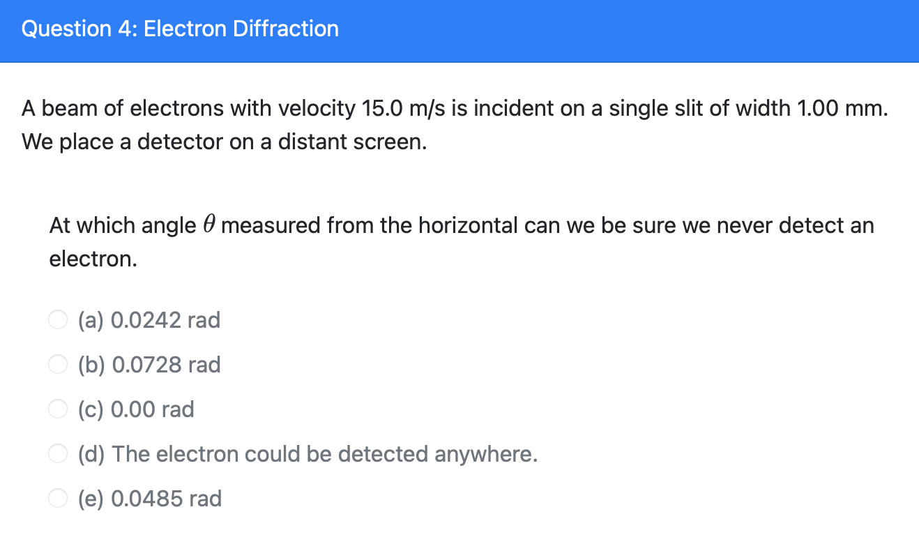 Solved Question 4: Electron Diffraction A beam of electrons | Chegg.com