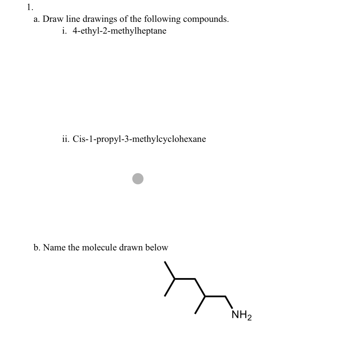 Solved a. Draw line drawings of the following compounds. i. | Chegg.com