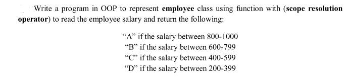 Solved Write a program in OOP to represent employee class | Chegg.com
