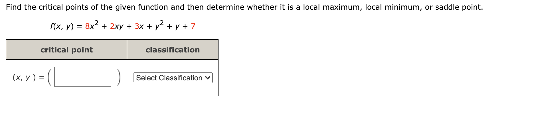 Solved Find the critical points of the given function and | Chegg.com