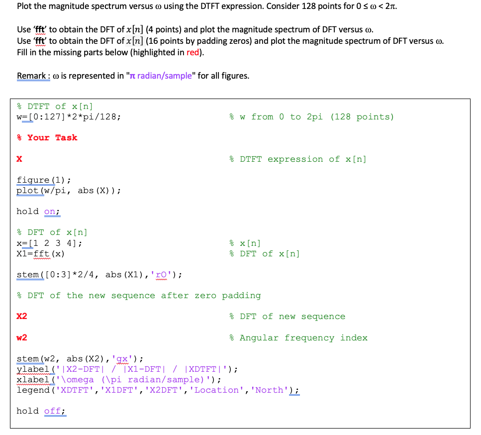 Solved (c) (2) Write down the Matlab codes for the missing | Chegg.com