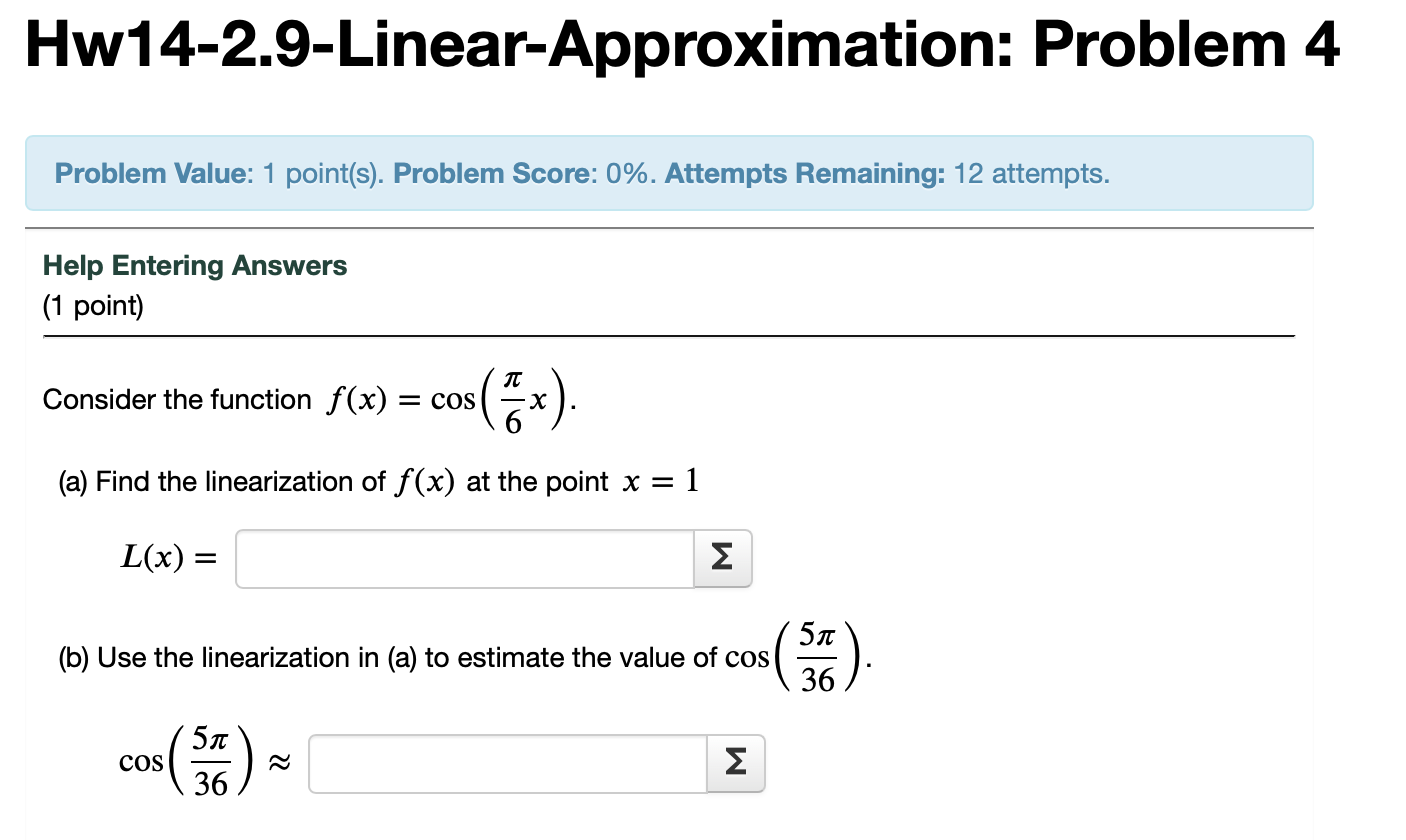 Solved Hw14-2.9-Linear-Approximation: Problem 4 Problem | Chegg.com