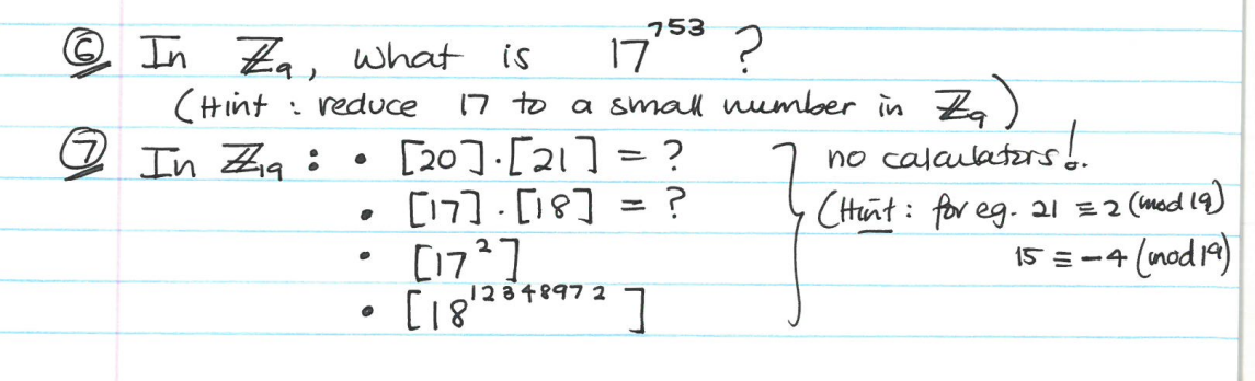 Solved (6) In Z9, what is 17753 ? (Hint: reduce 17 to a | Chegg.com