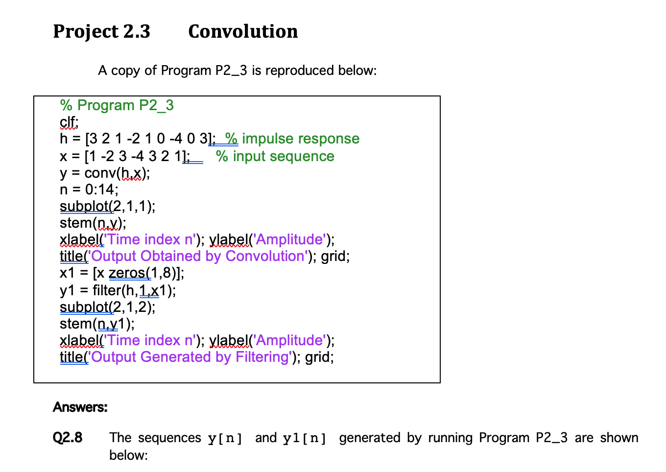 Solved Project 2.3 Convolution A copy of Program P2_3 is | Chegg.com