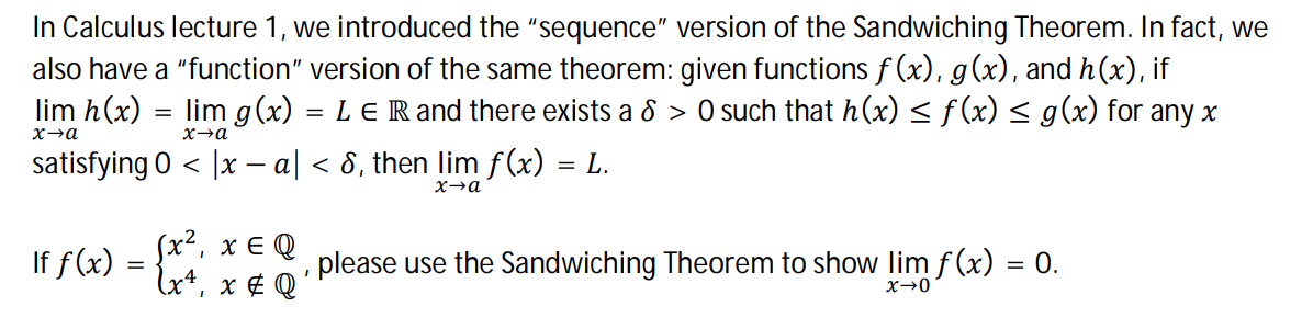 Solved In Calculus lecture 1, we introduced the "sequence" | Chegg.com