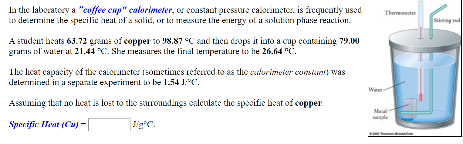 Solved Thermometer In the laboratory a "coffee cup" | Chegg.com