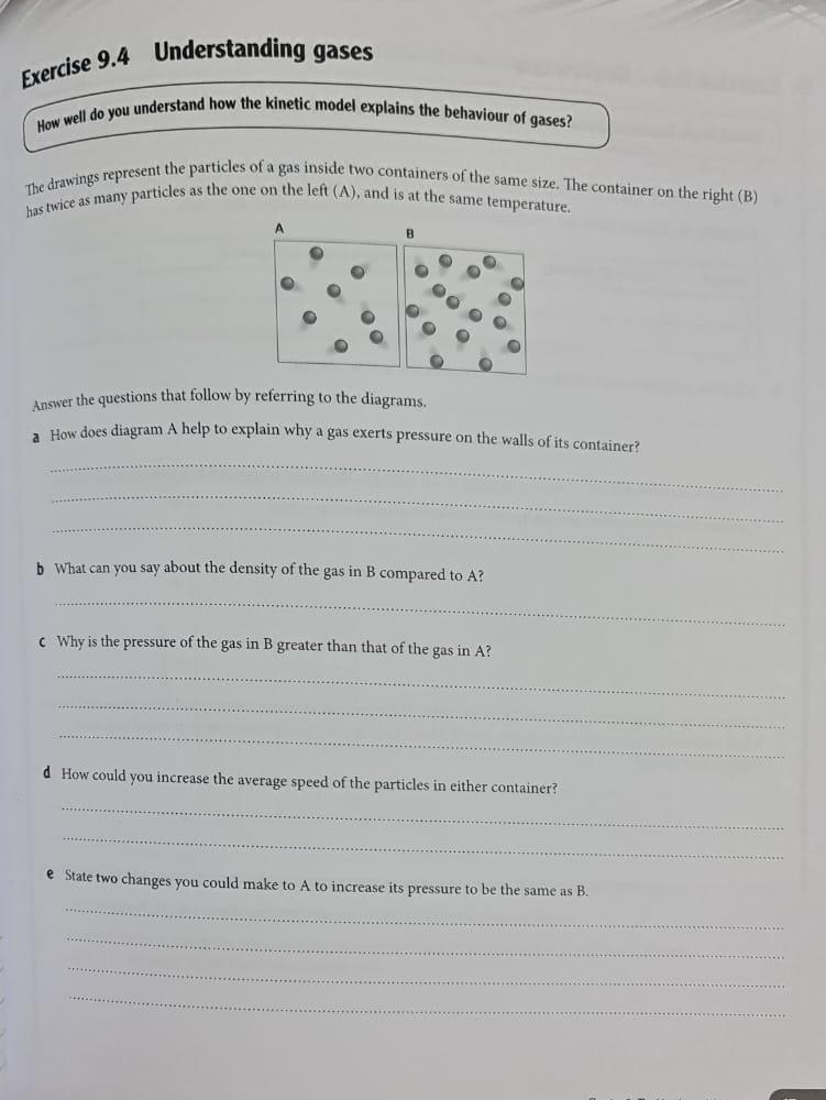 Solved Exercise 9.4 Understanding gases How well do you | Chegg.com