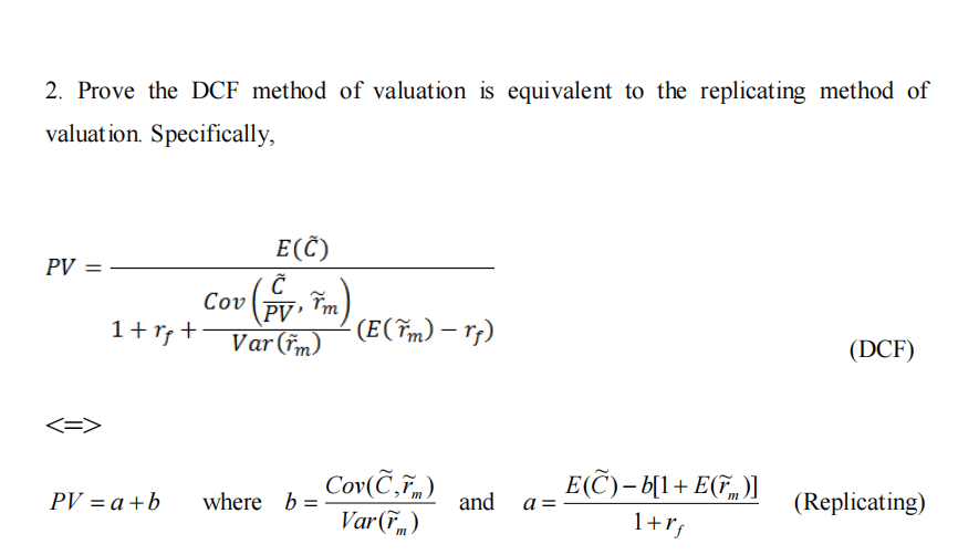 Solved 2 Prove The Dcf Method Of Valuation Is Equivalent To
