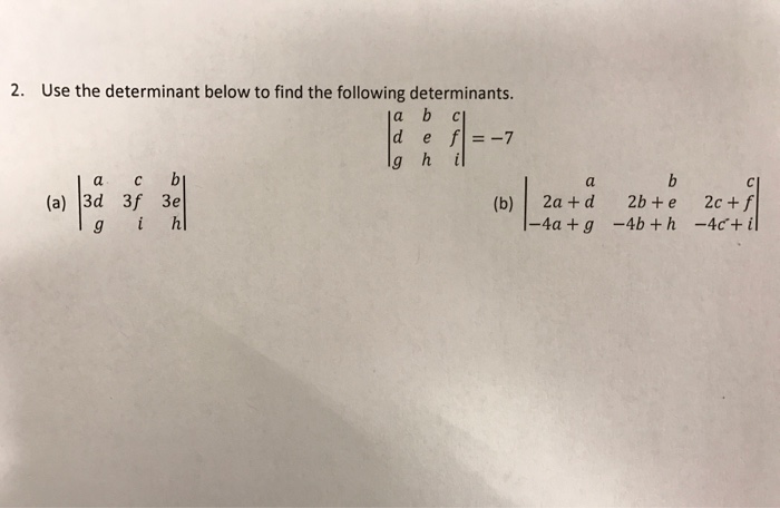 Solved Use the determinant below to find the following | Chegg.com