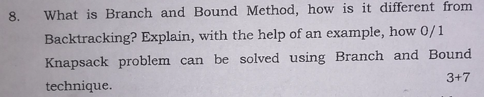 Solved 8. What is Branch and Bound Method, how is it | Chegg.com