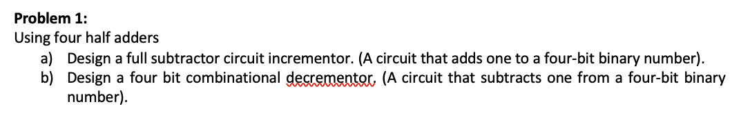 Solved Problem 1: Using four half adders a) Design a full | Chegg.com