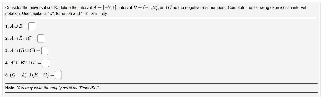 Solved Consider the universal set R, define the interval | Chegg.com