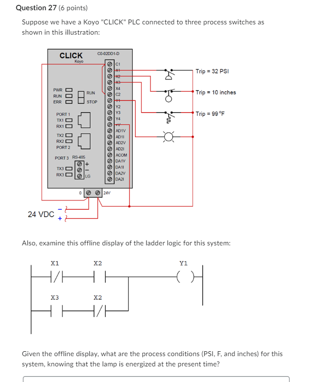 Solved Suppose we have a Koyo "CLICK" PLC connected to three | Chegg.com