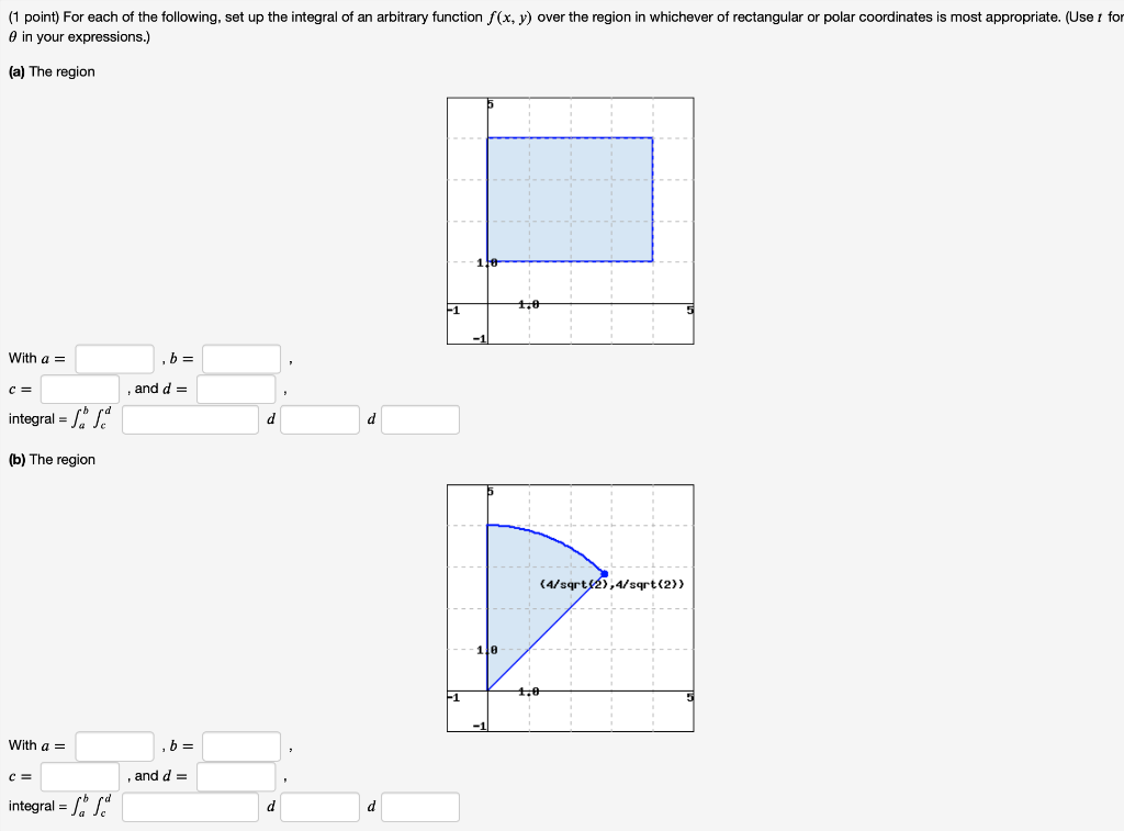 Solved (1 point) For each of the following, set up the | Chegg.com