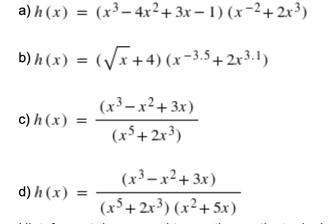 Solved Compute the derivatives of the following functions | Chegg.com