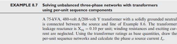 EXAMPLE 8.7 Solving unbalanced three-phase networks | Chegg.com