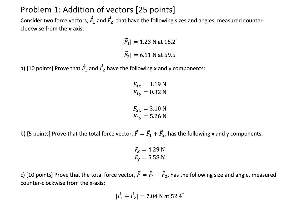 Solved Problem 1: Addition of vectors [25 points] Consider | Chegg.com