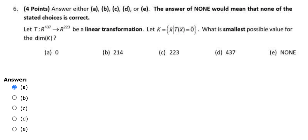 Solved 6. (4 Points) Answer either (a), (b), (c), (d), or | Chegg.com