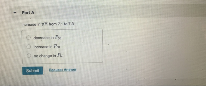 Solved Part A Increase in pH from 7.1 to 7.3 decrease in Po | Chegg.com