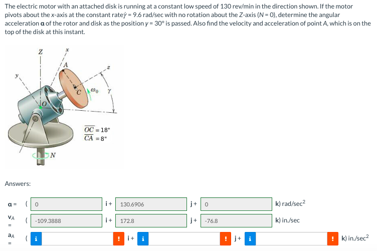 Solved The electric motor with an attached disk is running | Chegg.com