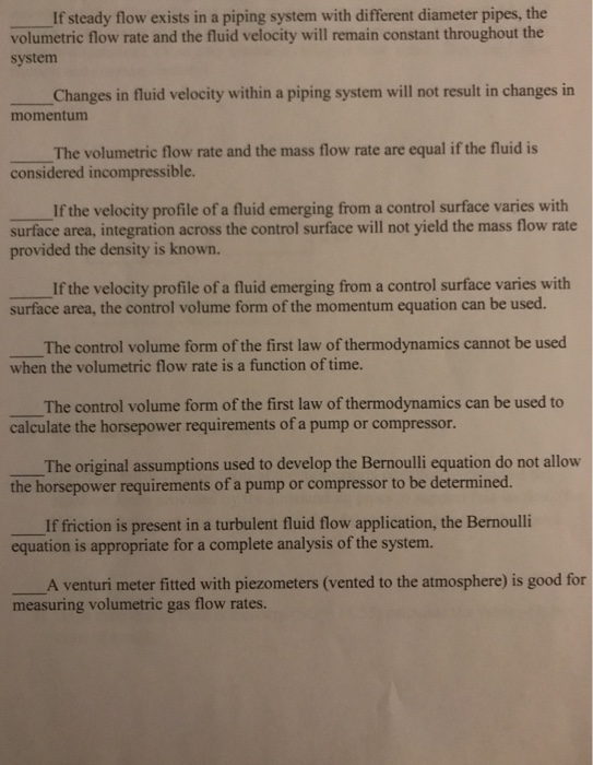 Solved If steady flow exists in a piping system with | Chegg.com