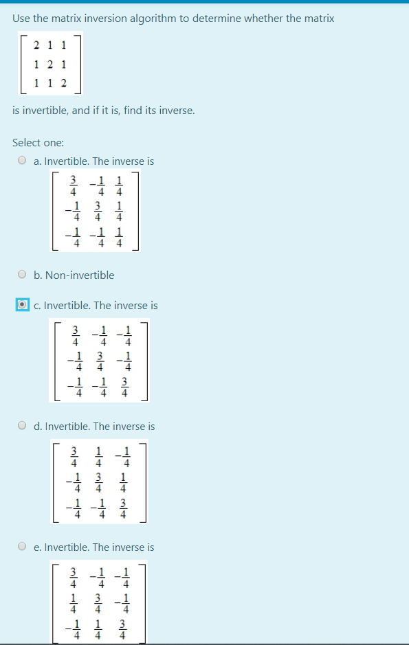 Solved Find A using the matrix inversion algorithm, where 1 | Chegg.com
