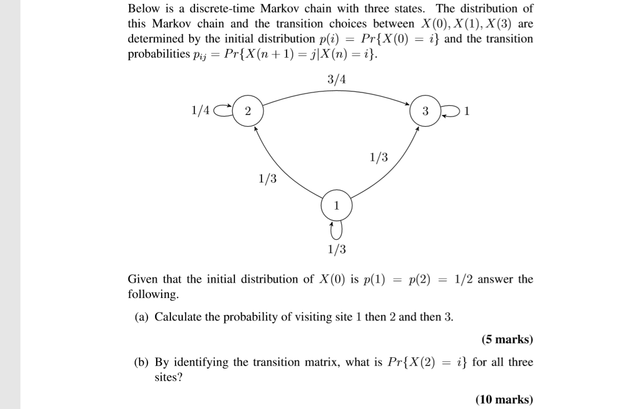 Solved Below is a discrete-time Markov chain with three | Chegg.com