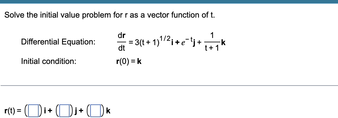 Solved Solve the initial value problem for r as a vector | Chegg.com