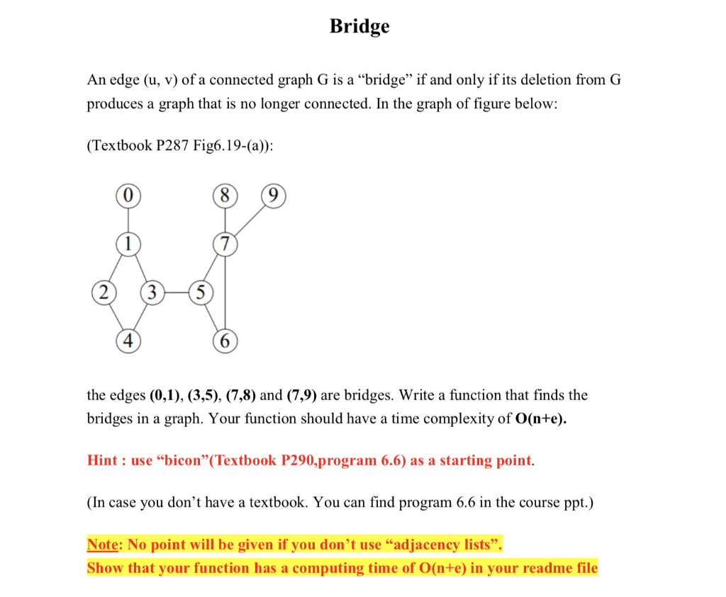 Solved Bridge An edge (u, v) of a connected graph G is a | Chegg.com