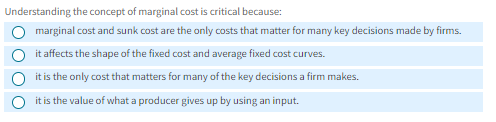 Solved Understanding The Concept Of Marginal Cost Is Chegg
